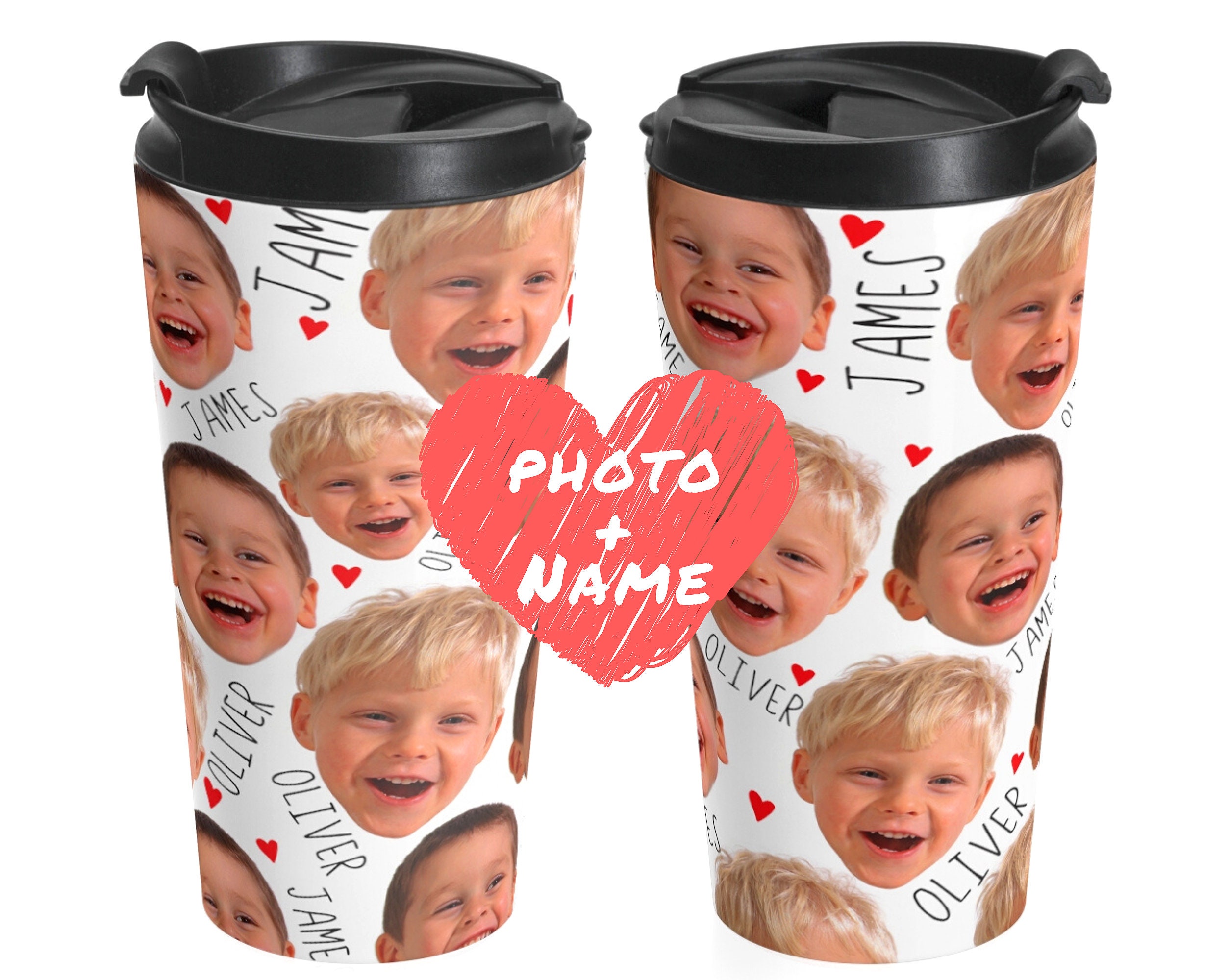 Personalized Travel Mug With Faces Custom Tumbler Photo And | Etsy