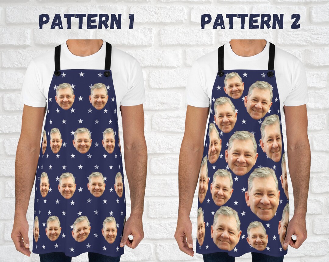 Custom Face Pattern Aprons for Dad Mom Men Women - Dad Apron - Funny ...