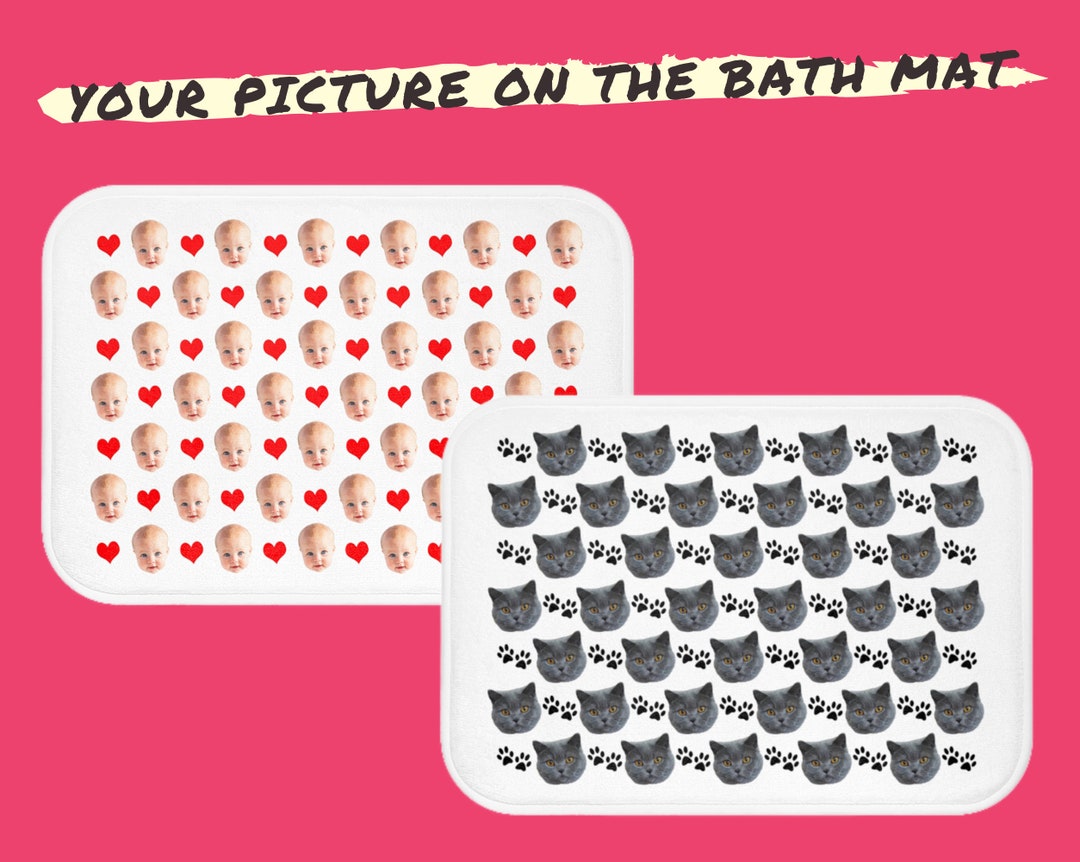 Custom Bath Mat With Your Photo - Personalized Faces Bathroom Mats and ...