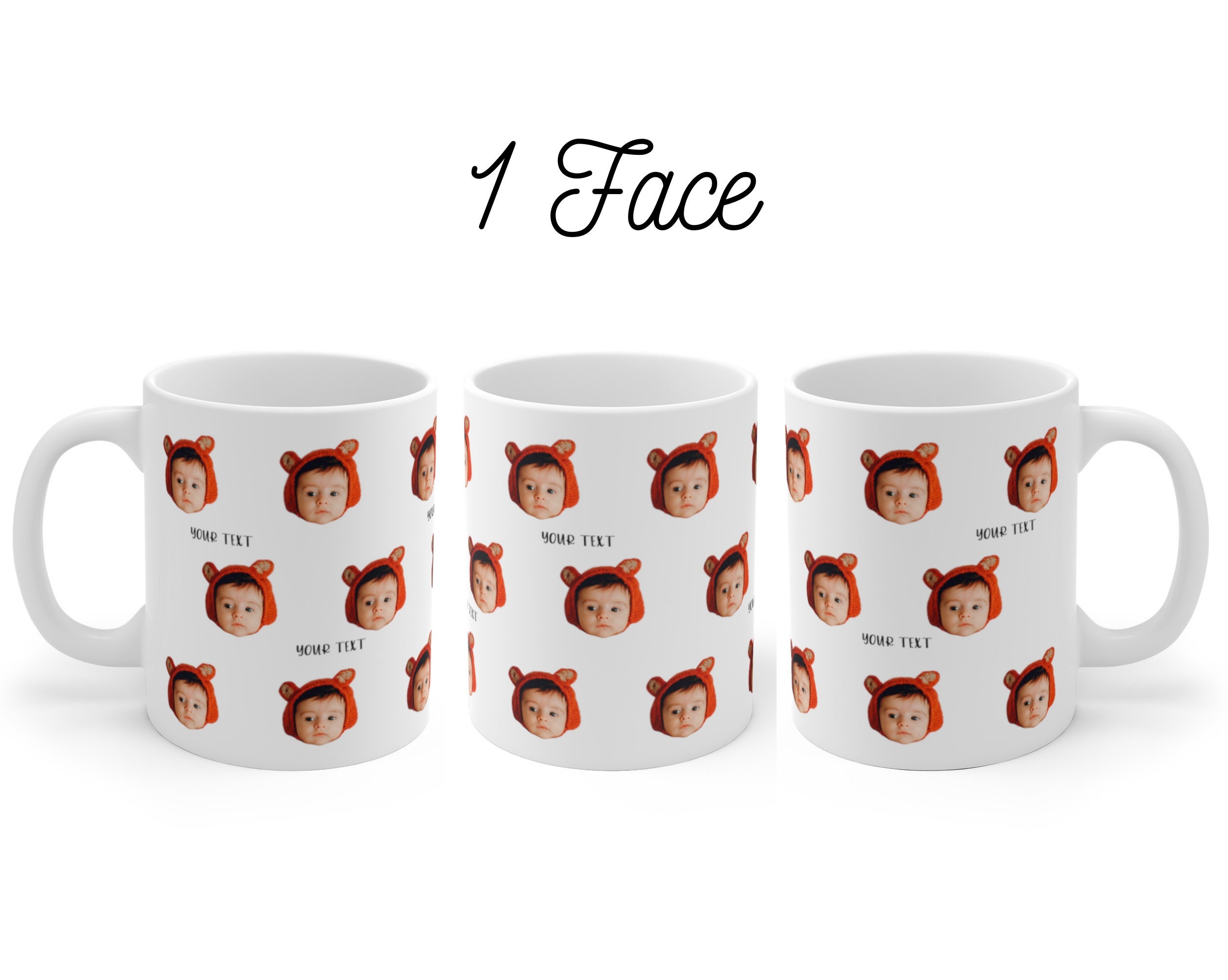 Custom Kids Face Mug - Personalized Baby Face Pattern Mugs - Baby Name ...