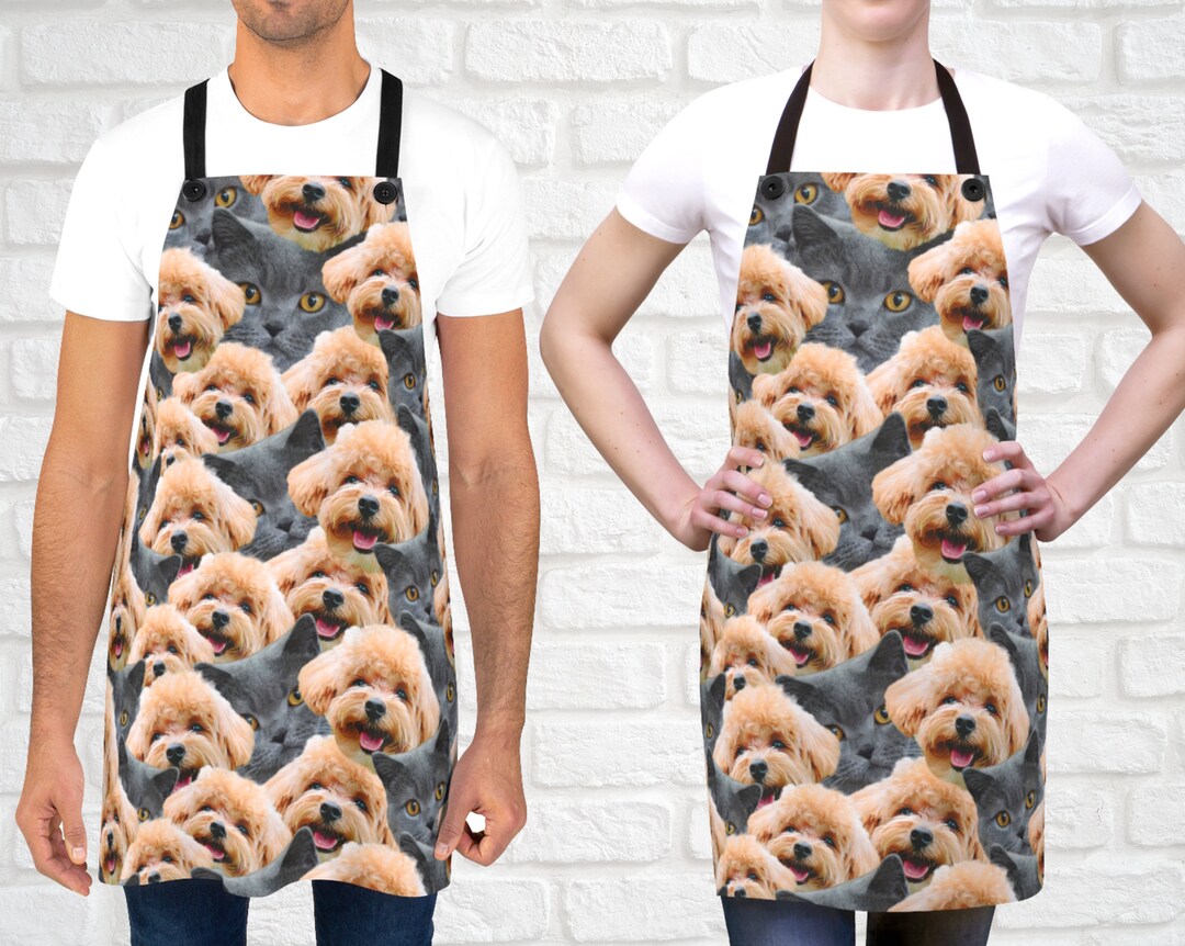 Custom Faces Apron for Cat Mom Dog Dad - Pet Photo Gift - Funny ...