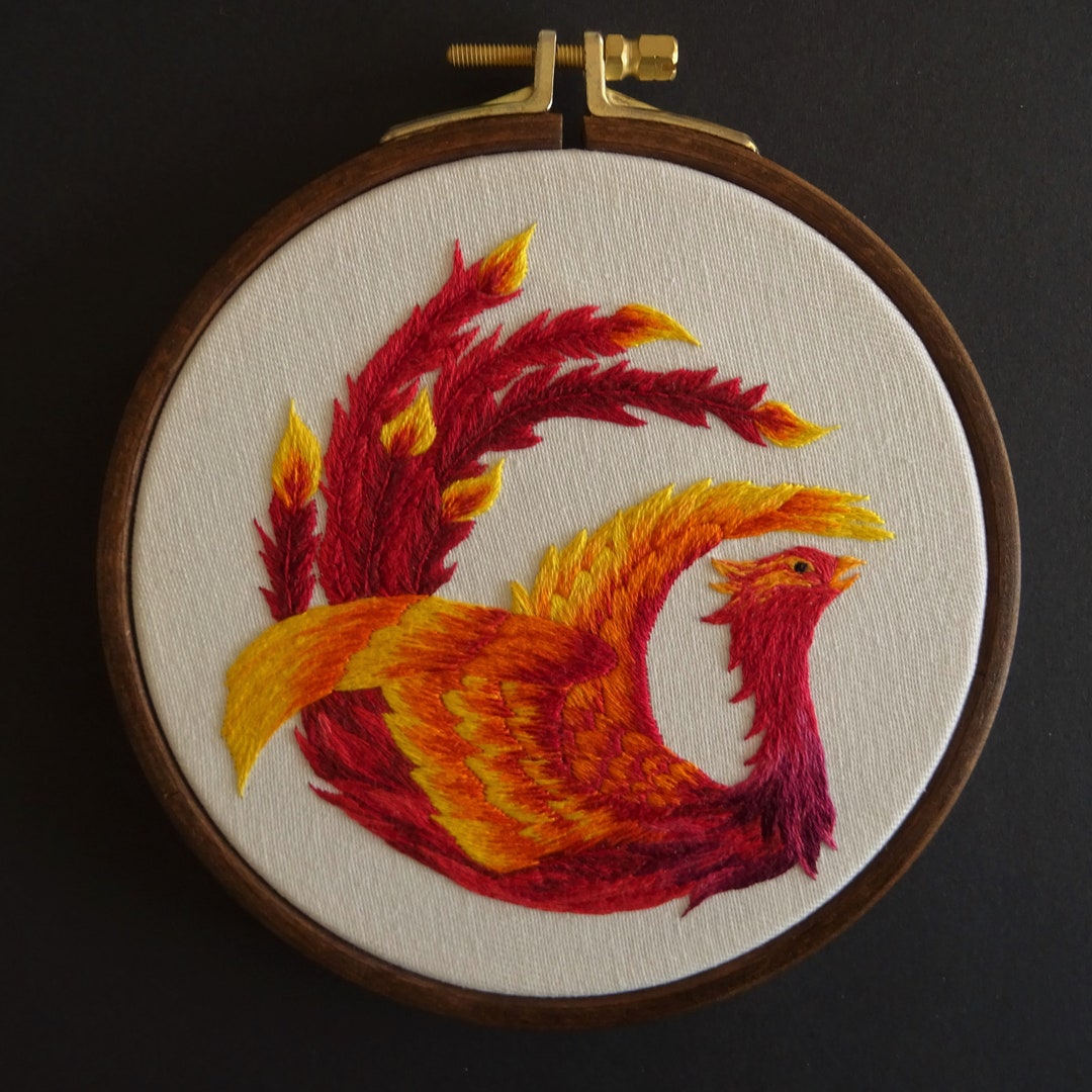 Hand-embroidered Phoenix Firebird in Embroidery Frame - Etsy