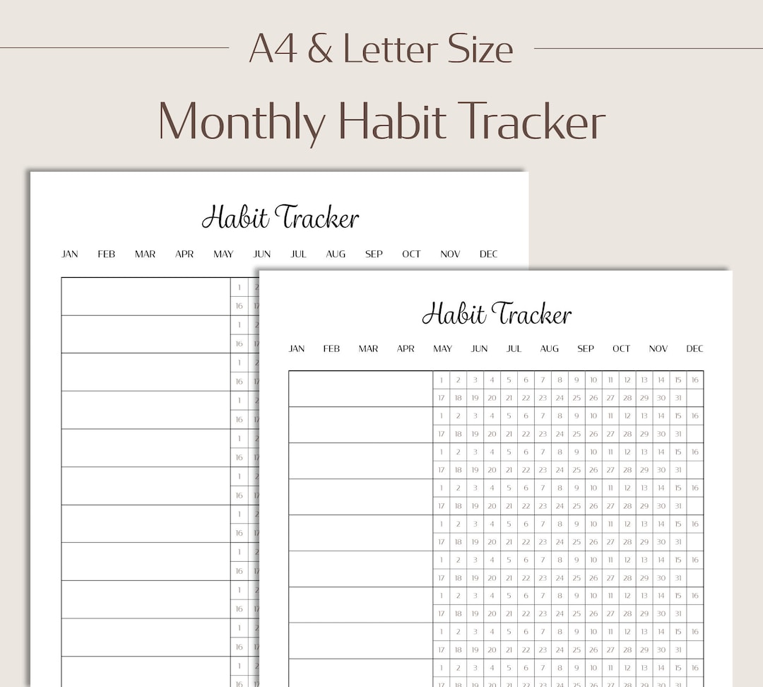 Habit Tracker | Printable Monthly Habit Tracker Template PDF | Goal ...