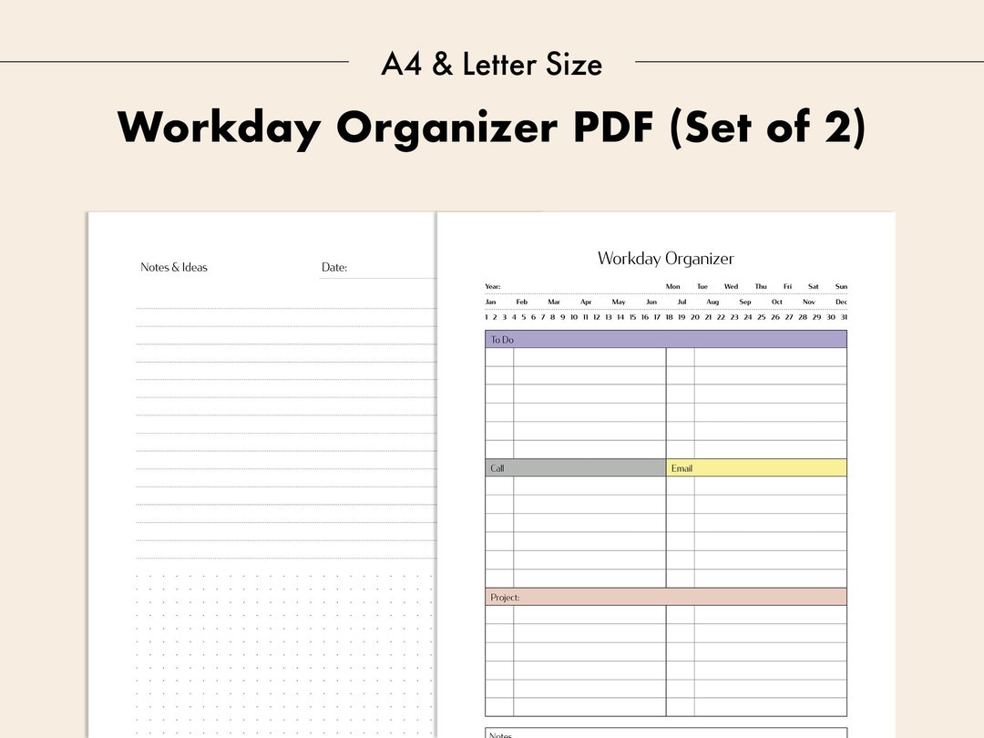 Printable Work Day Organizer Planner PDF - Etsy