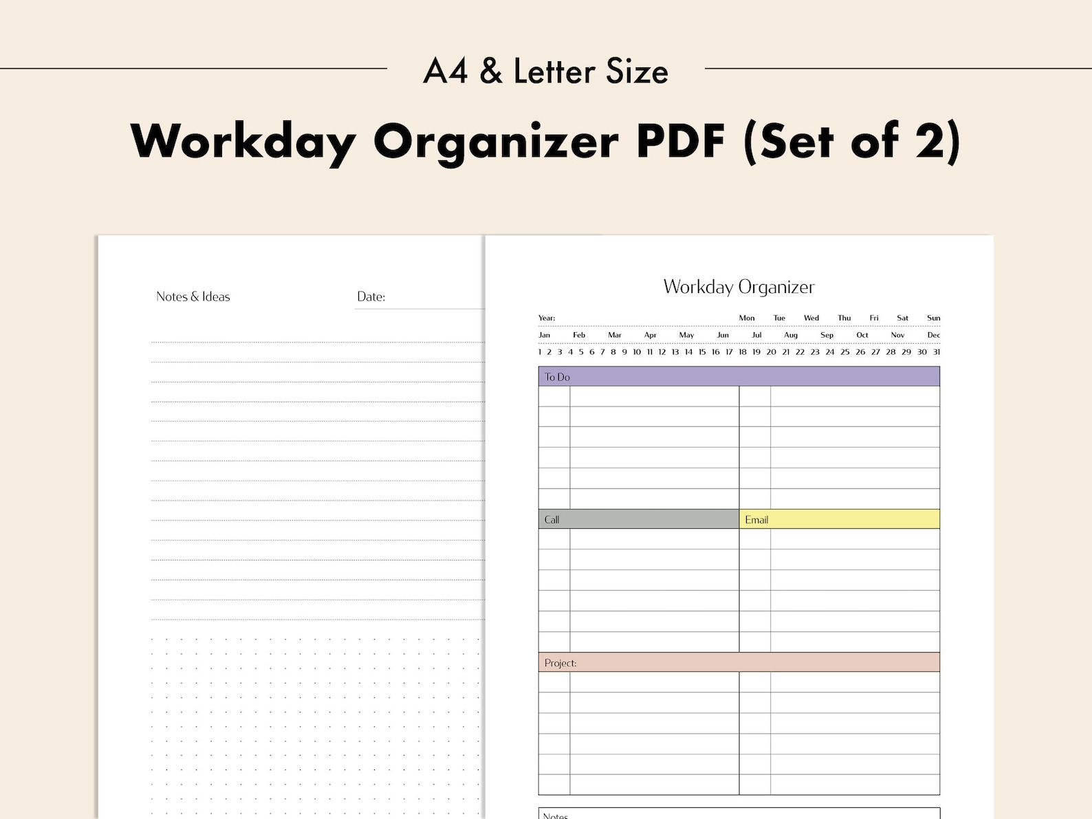 Printable Work Day Organizer Planner PDF - Etsy