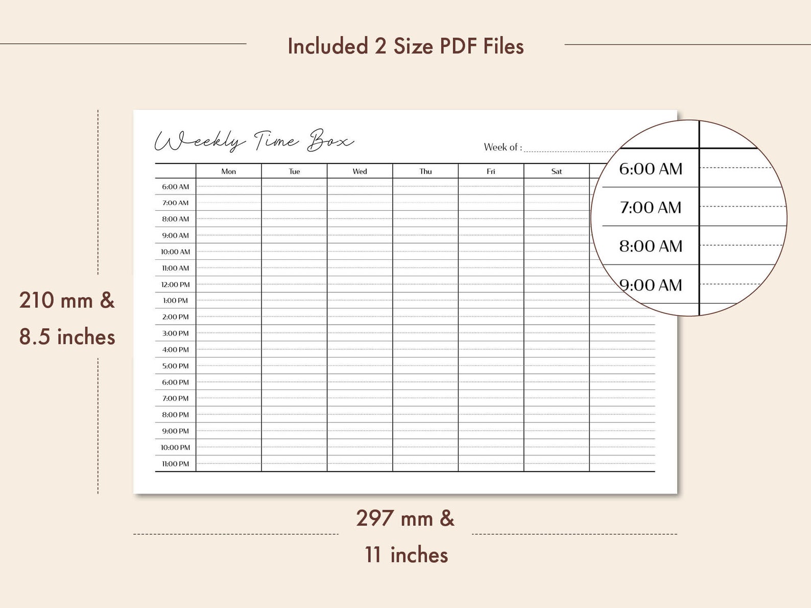 Printable Half Hour Time Blocking Planner, Hourly Weekly Planner ...