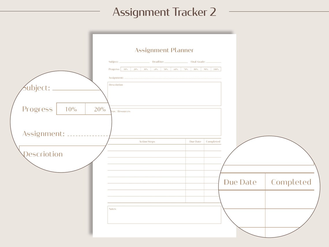 Assignment Tracker Template PDF, Aesthetic Assignment Planner Printable ...