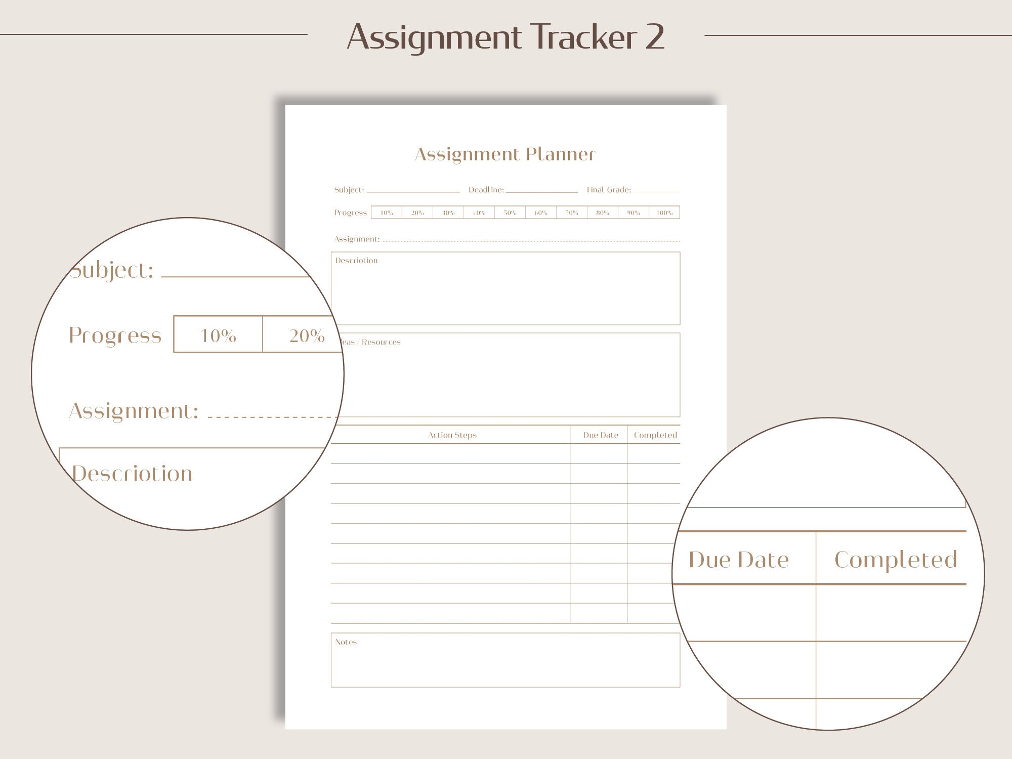 Assignment Tracker Template PDF, Aesthetic Assignment Planner Printable ...