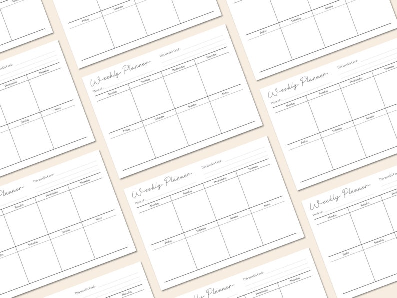 Printable Weekly Planner Template PDF Weekly Goal Instant - Etsy