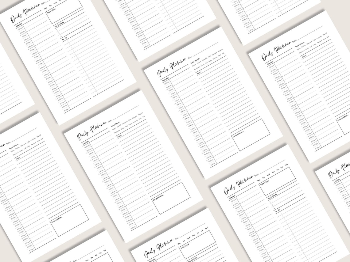 24 Hour Daily Planner Printable PDF, Half Hour Time Block, Instant ...