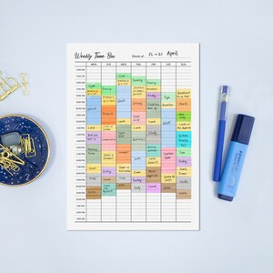 Weekly Hourly Time Box 24 Hours, Time Blocking Planner Printable PDF ...