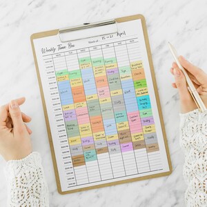 Weekly Hourly Time Box 24 Hours, Time Blocking Planner Printable PDF ...