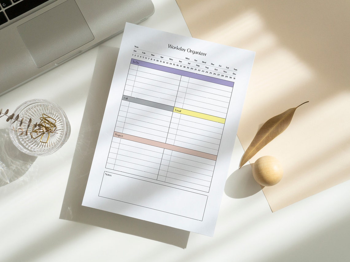 Printable Work Day Organizer Planner PDF - Etsy