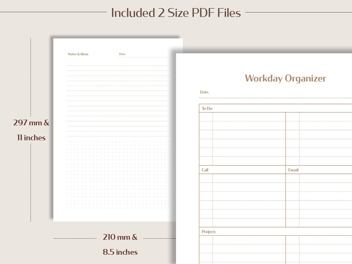 Printable Workday Organizer PDF Set, Daily Work Planner, Instant ...