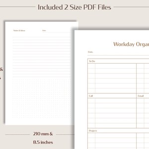 Printable Workday Organizer PDF Set, Daily Work Planner, Instant ...
