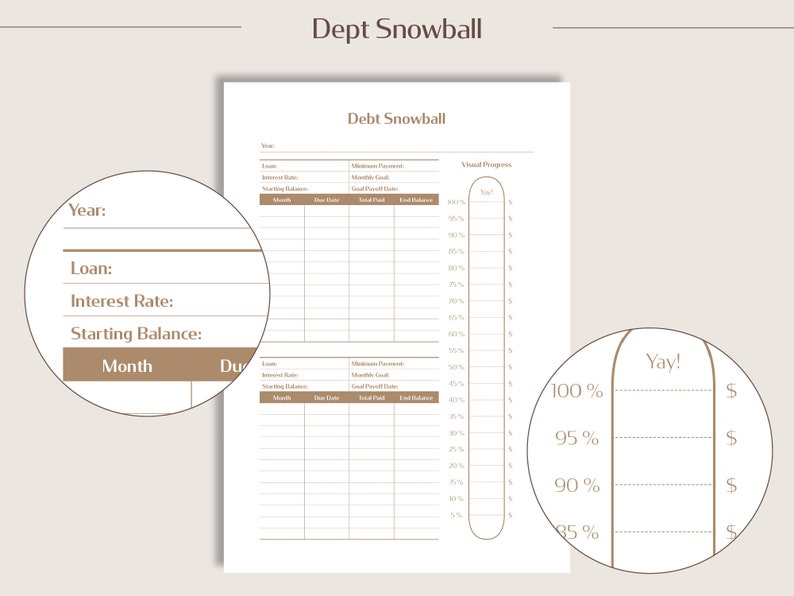 Debt Snowball Tracker Printable PDF, Instant Download - Etsy