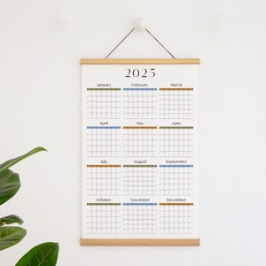 Printable 2025 Wall Calendar One Page | Large Year at a Glance Modern ...