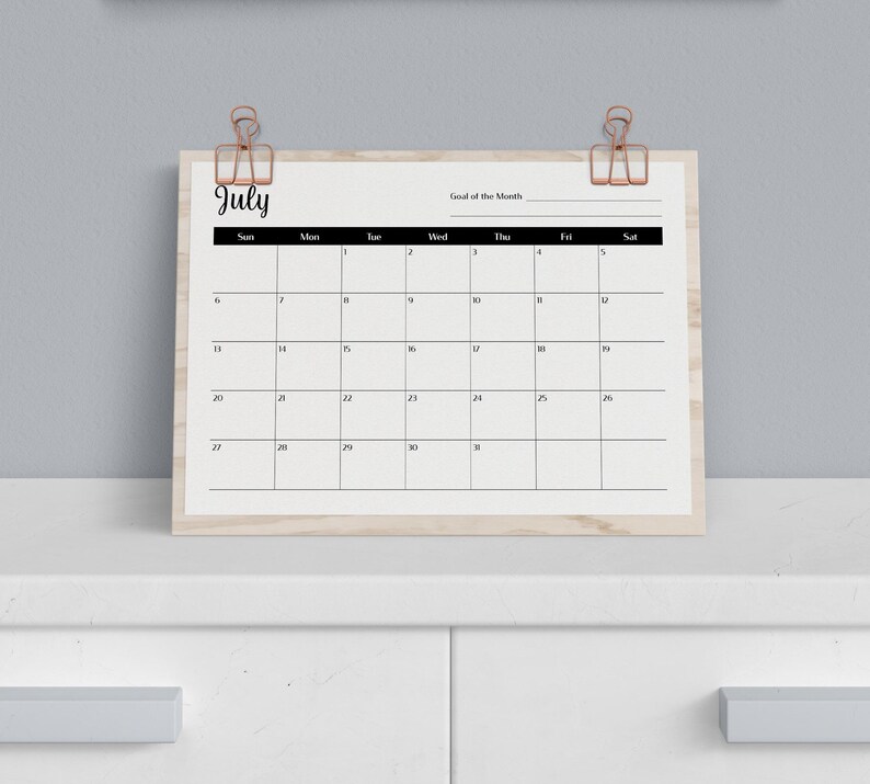 2025 Desk Calendar Printable PDF | Minimalist Monthly Planner | Digital ...