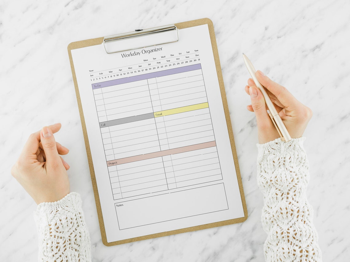 Printable Work Day Organizer Planner PDF - Etsy