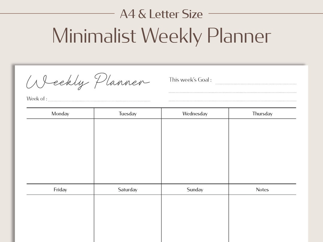 Printable Weekly Planner Template PDF, Weekly Goal, Instant Download ...