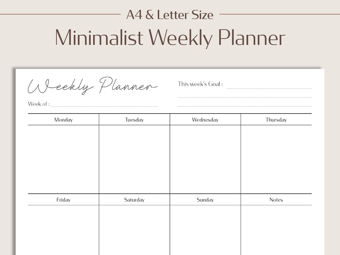 Printable Weekly Planner Template PDF, Weekly Goal, Instant Download ...