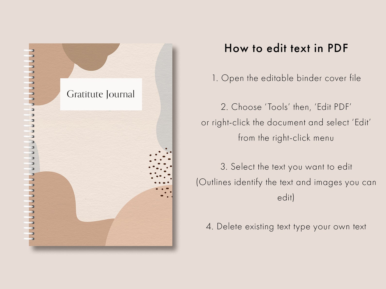 Binder Cover Printable PDF Set of 6 Editable Journal Cover Abstract - Etsy