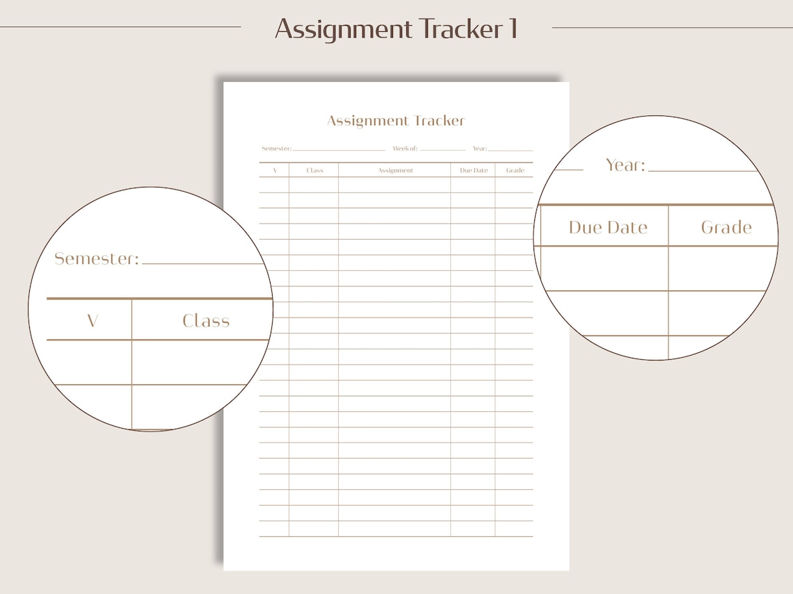 Assignment Tracker Template PDF, Aesthetic Assignment Planner Printable ...