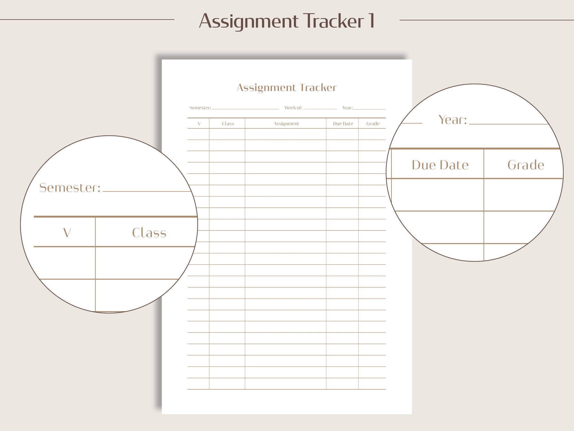 Assignment Tracker Template PDF, Aesthetic Assignment Planner Printable ...