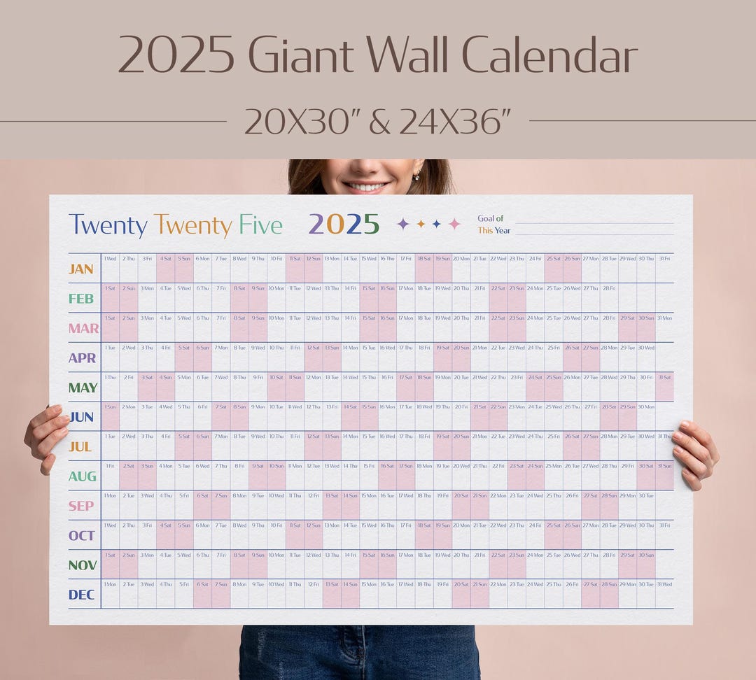 2025 Wall Calendar Year at A Glance, Large Annual Planner, Office ...