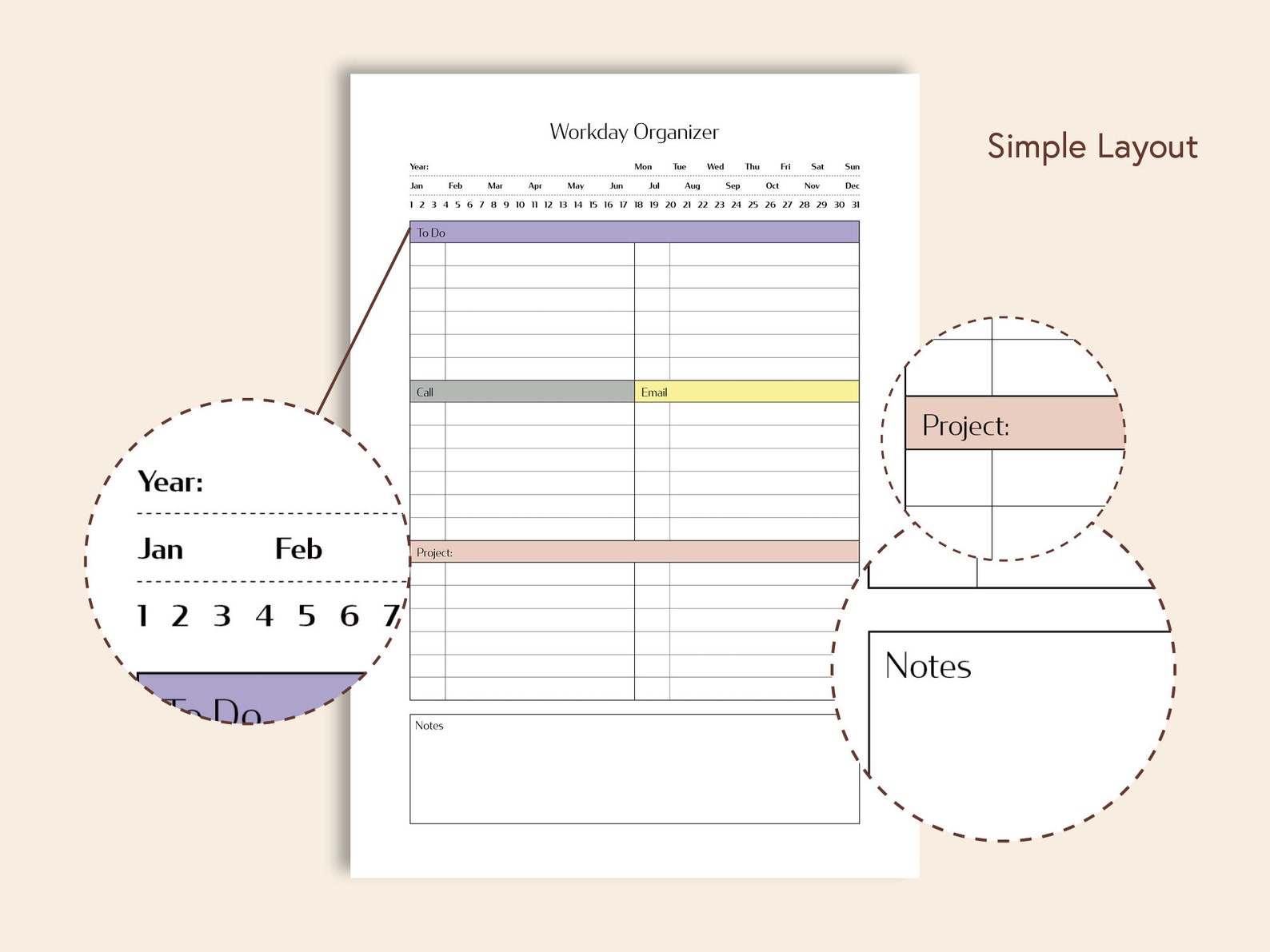 Printable Work Day Organizer Planner PDF - Etsy