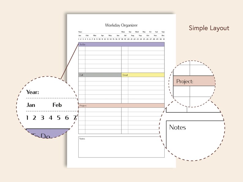 Printable Work Day Organizer Planner PDF - Etsy