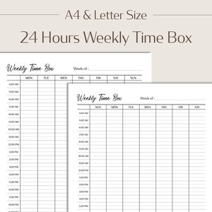 Weekly Hourly Time Box 24 Hours, Time Blocking Planner Printable PDF ...