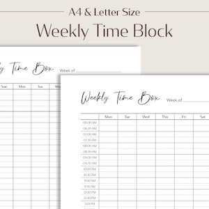 Hourly Weekly Time Blocking Box, Printable Planner PDF, School Planner ...