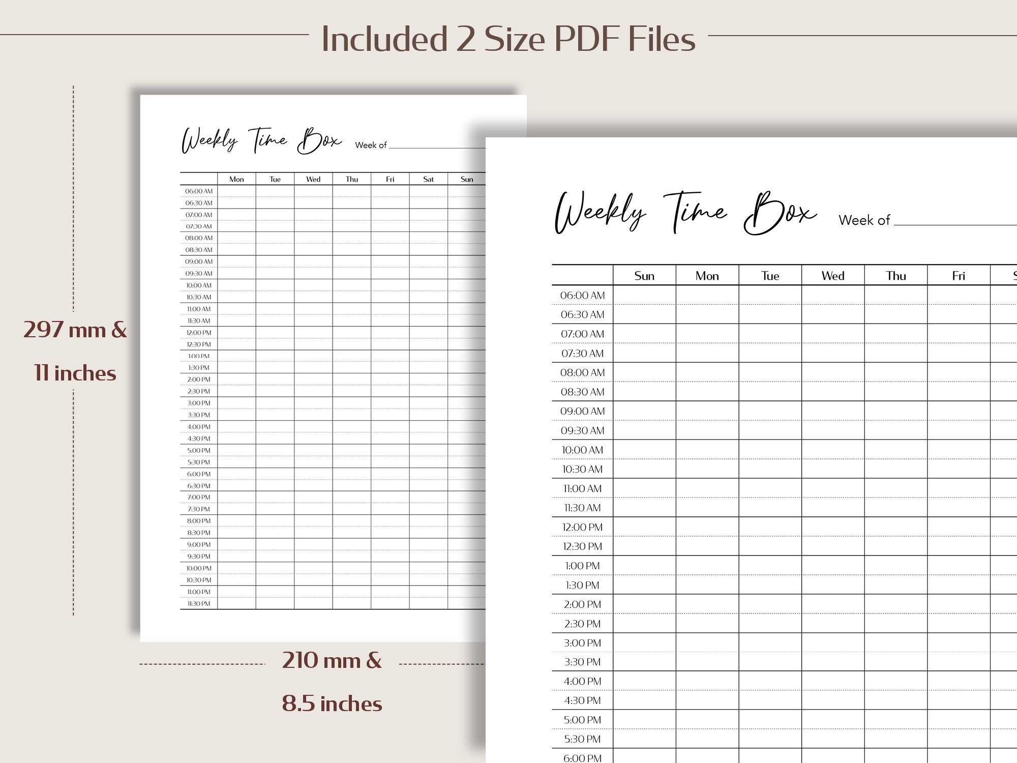 Hourly Weekly Time Blocking Box, Printable Planner PDF, School Planner ...