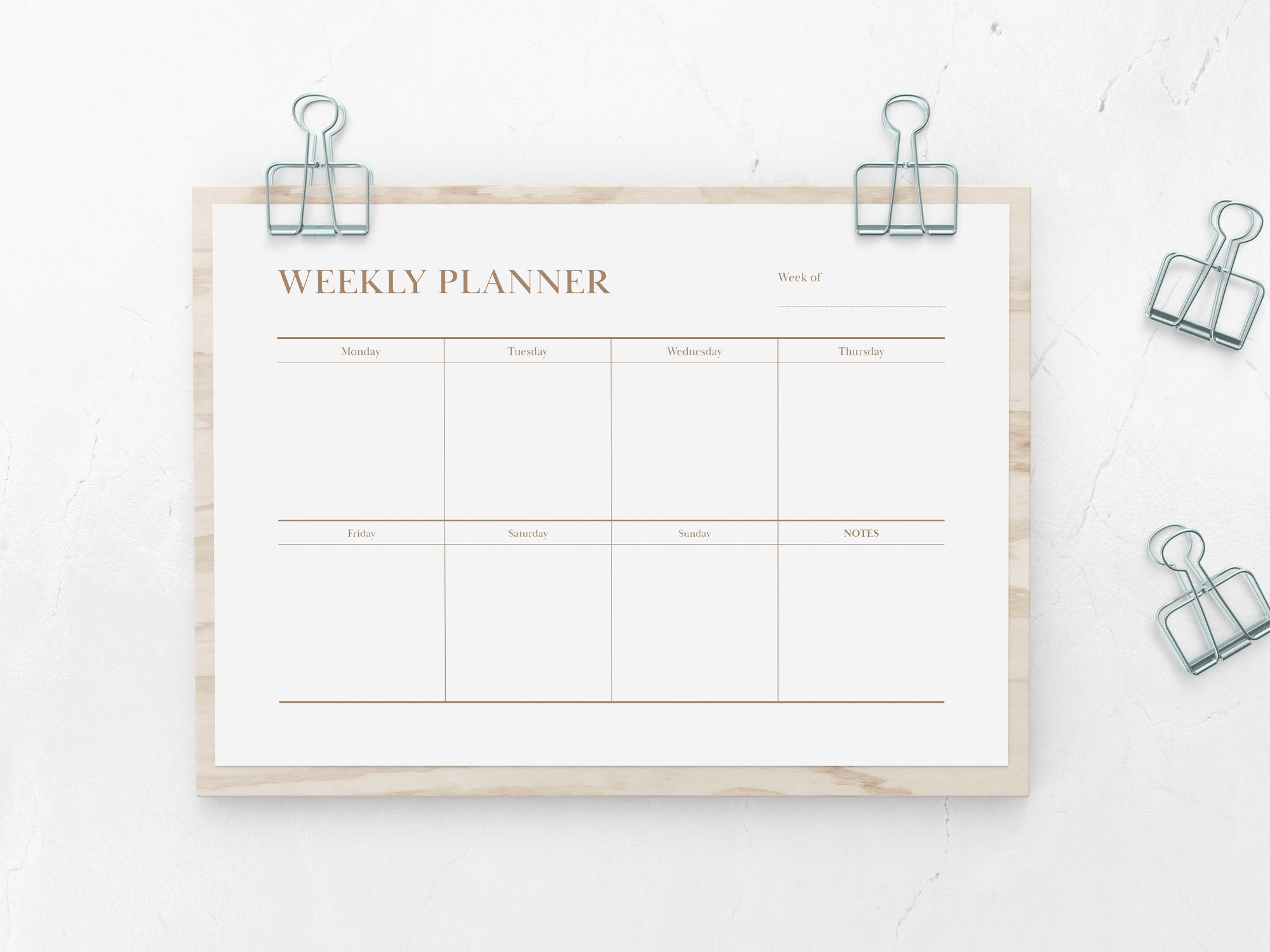 Printable Weekly Planner PDF With Notes A4 and US Letter Size Weekly ...
