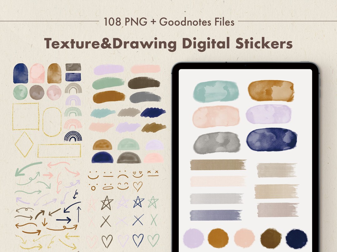 Digital Stickers for Goodnotes Digital Planner Watercolor - Etsy