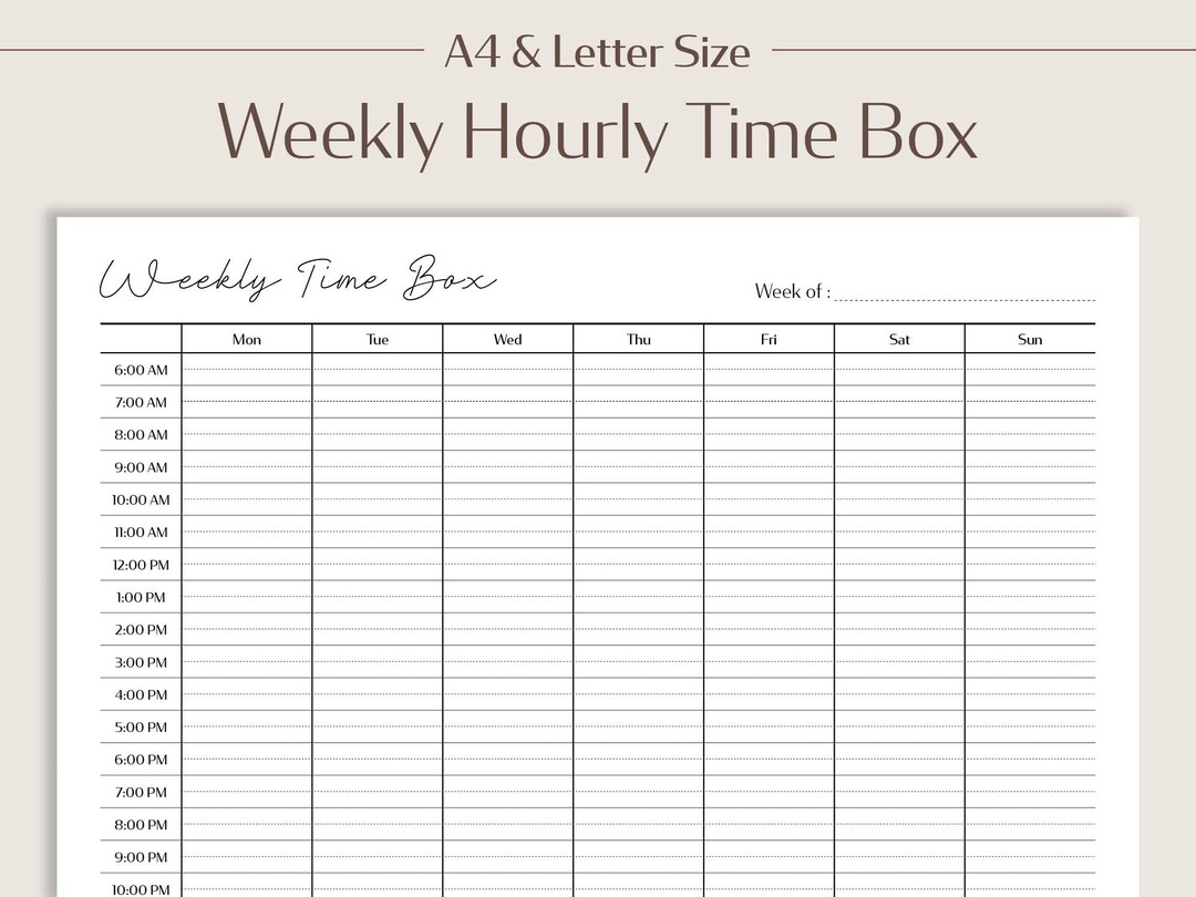 Printable Half Hour Time Blocking Planner, Hourly Weekly Planner ...