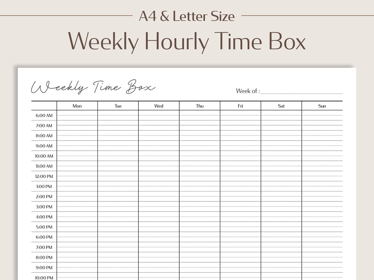 Printable Half Hour Time Blocking Planner, Hourly Weekly Planner ...