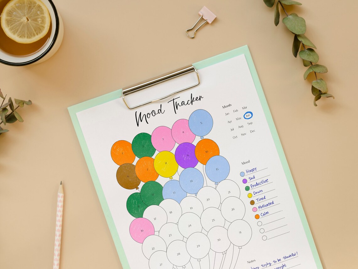 Mood Tracker Template, Cute Mood Tracker PDF, Mental Health Planner ...