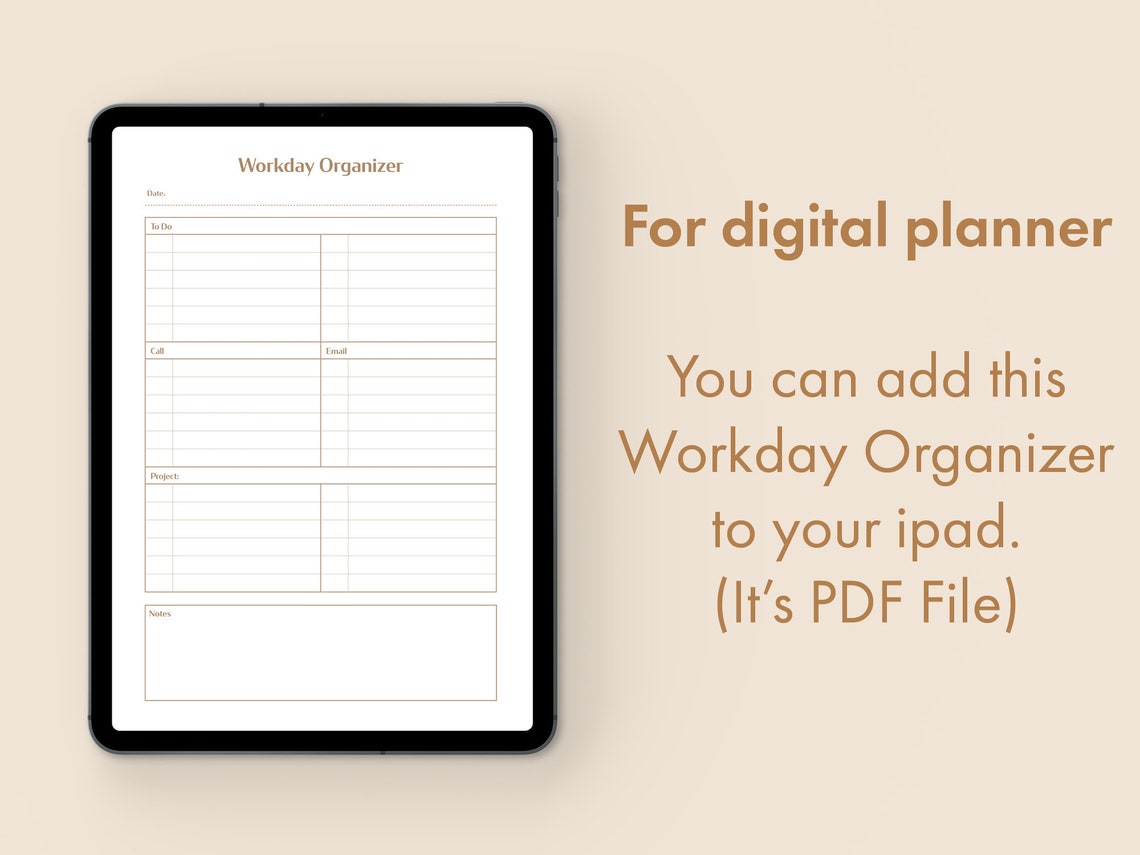 Printable Workday Organizer PDF Set, Daily Work Planner, Instant ...