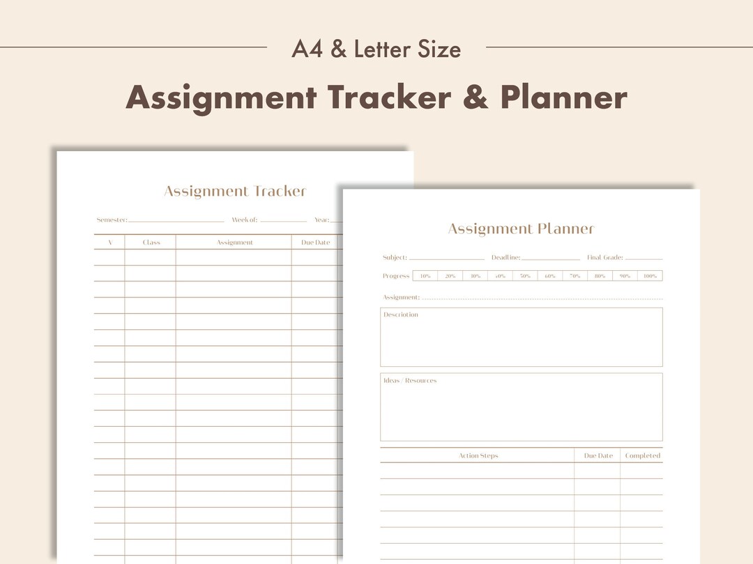 Assignment Tracker Template PDF Assignment Planner Printable - Etsy