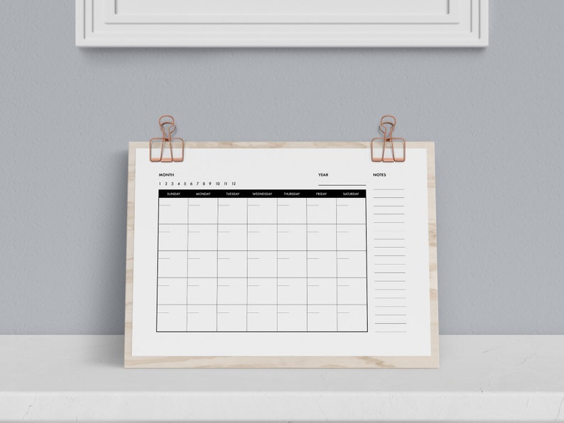 Undated Calendar Monthly Planner With Notes 2 Colors Sets A4 - Etsy