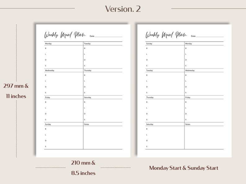 Weekly Meal Planner Printable PDF, Meal Tracker, Food Journal, Meal ...