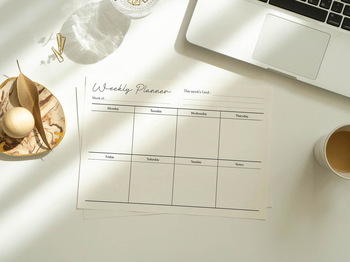 Printable Weekly Planner Template PDF Weekly Goal Instant - Etsy