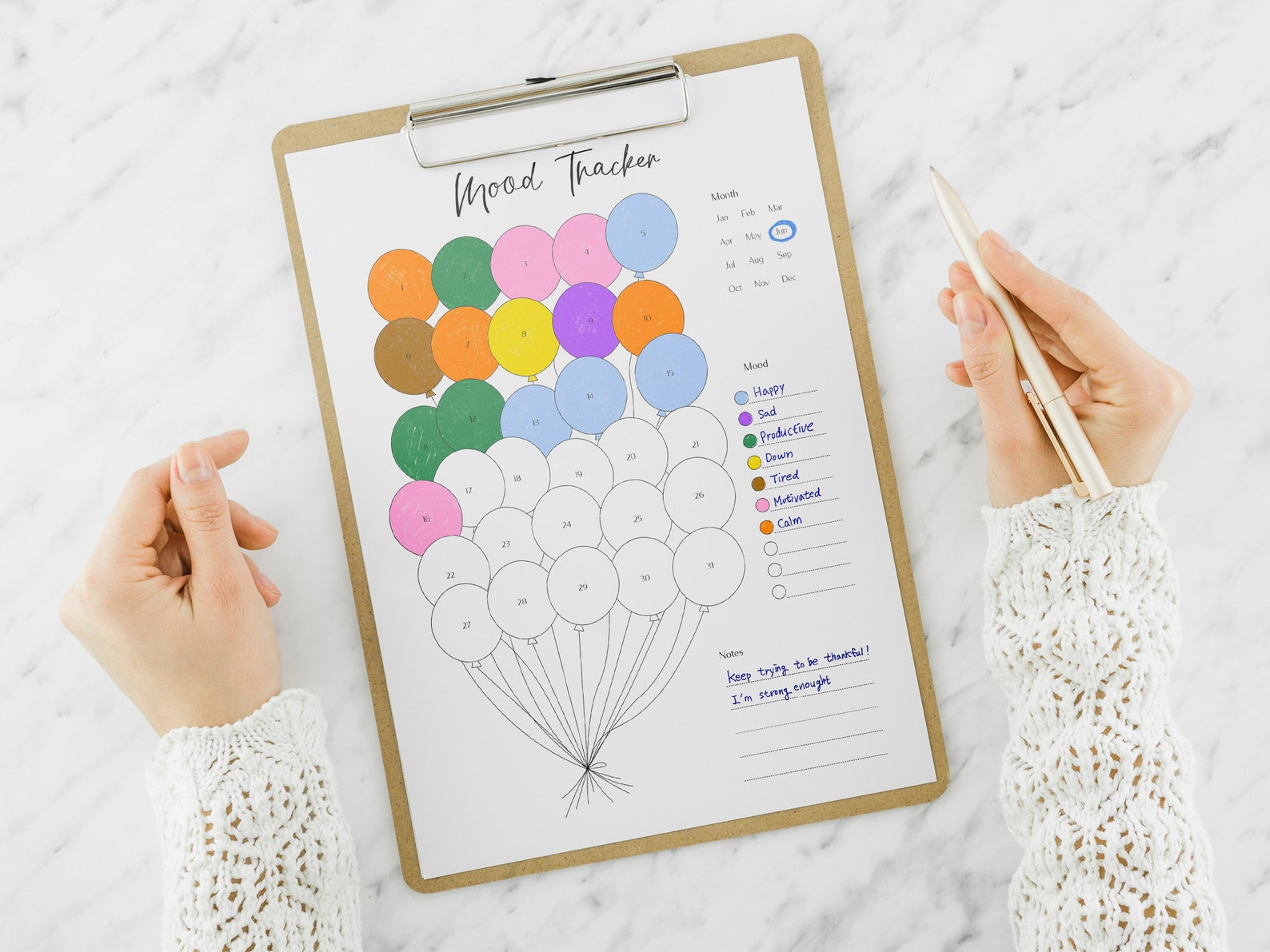 Mood Tracker Template, Cute Mood Tracker PDF, Mental Health Planner ...