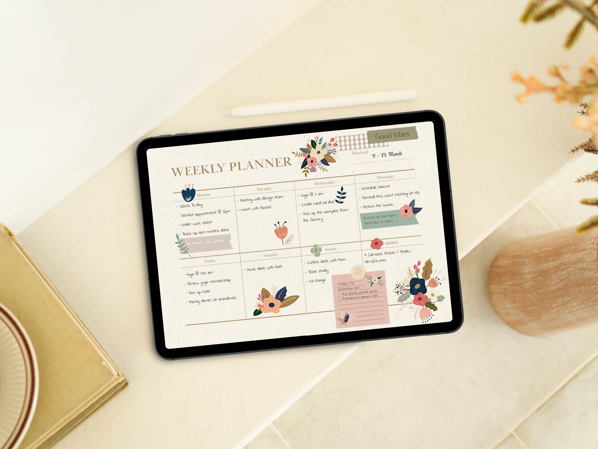 Digital Stickers for Goodnotes Flowers, Digital Planner Sticker SET ...