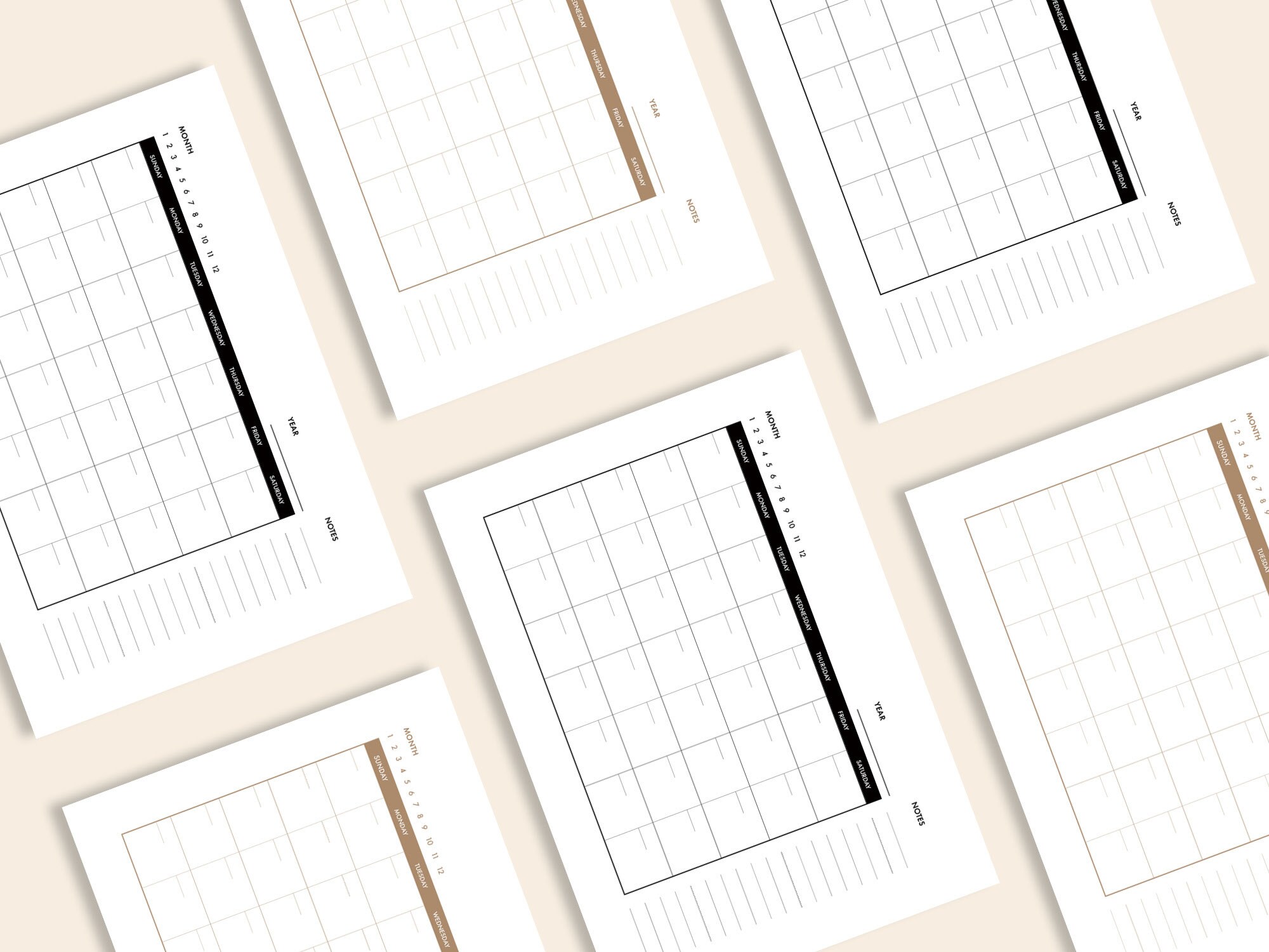 Undated Calendar Monthly Planner With Notes, 2 Colors Sets, A4 Size - Etsy