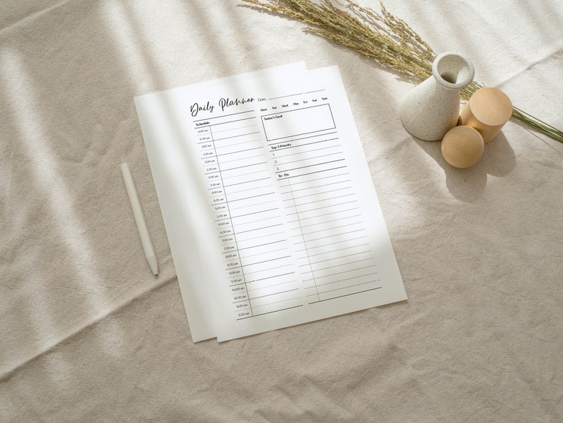 24 Hour Daily Planner Printable PDF, Half Hour Time Block, Instant ...