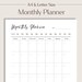 Monthly Planner Printable PDF, Undated Calendar Template, Journal ...