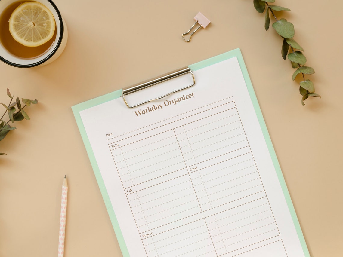 Printable Workday Organizer PDF Set, Daily Work Planner, Instant ...